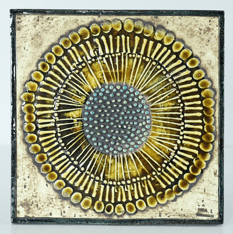 LISA LARSON. Wall relief, sunflower, glazed stoneware, Gustavsberg ...