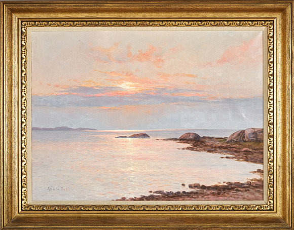 ANSELM DAHL (1897-1964). Sunset by the beach, signed Anselm Dahl, oil ...