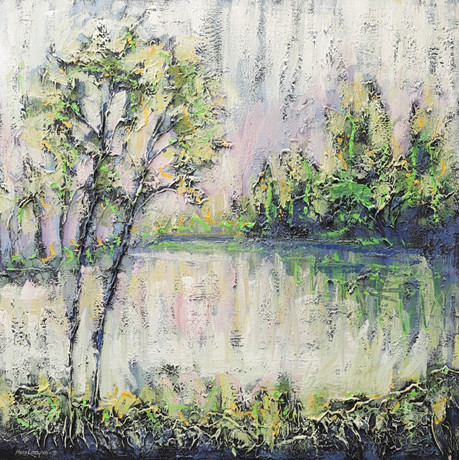 HANS LINDGREN. Trees by the lake, oil on canvas, signed, dated -71. Art ...