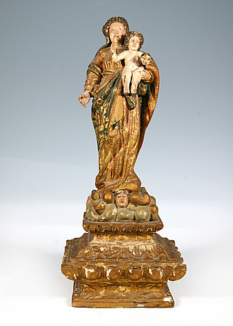 GUDS MOR MED BARN. Portugal, 1700-tal. Konst - Skulptur - Auctionet