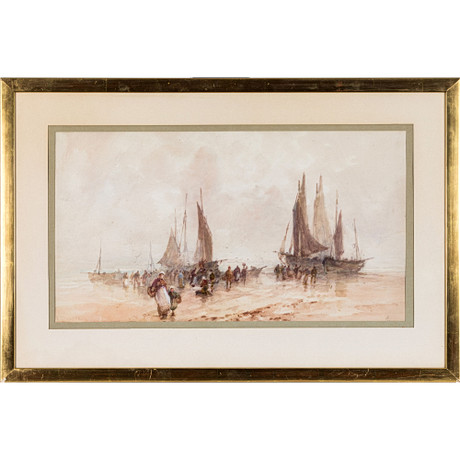 FRANK ROUSSE (verksam ca 1894-1917), Kustscen, akvarell, signerad ...