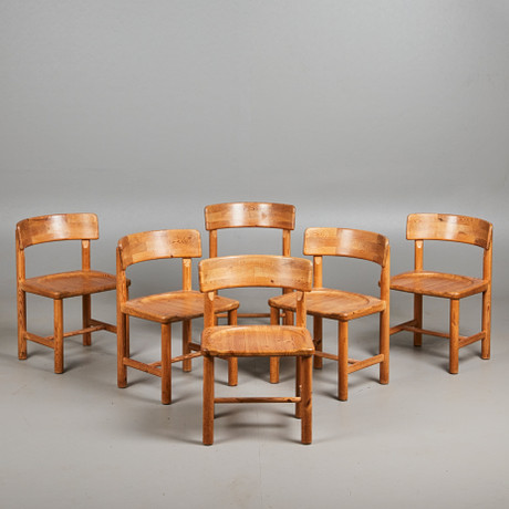 Rainer Daumiller, seis sillas/sillas de comedor, pino, años 70 ...