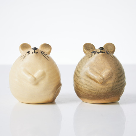 LISA LARSON. "Mus", figurines, 2 pcs., glazed stoneware, marked Lisa L ...