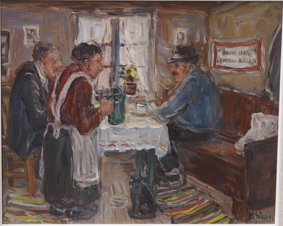 BROR JÖNSSON. Coffee in the kitchen, oil on canvas, signed. Art ...