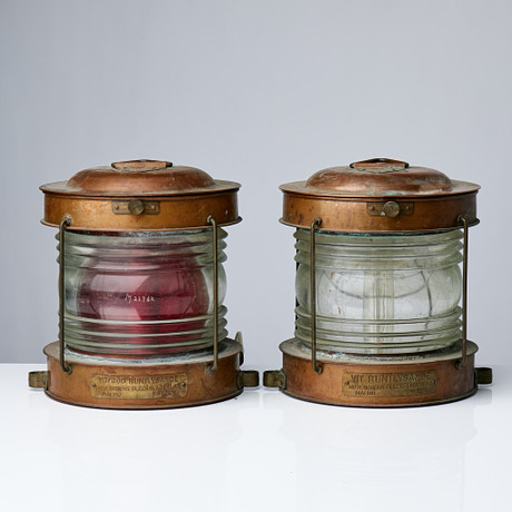 LANTERNOR, 1 par, 1900-talets början, en vit och vit/röd, koppar och ...