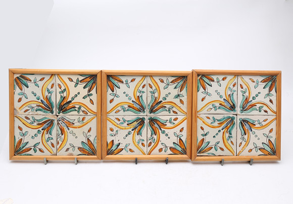 Three panels of four Catalan "de mostra" tiles, 19th Century. Ceramics ...