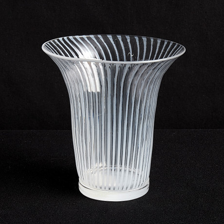 EDWARD HALD. Jarrón, grial pulido, firmado Orrefors Suecia Graal S 273L ...