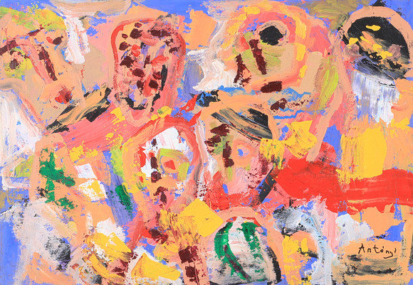 IMRE ANTONYI. Figurkomposition, olja på pannå, signerad Antonyi. Konst ...