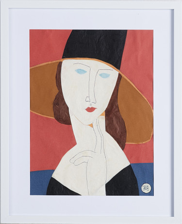 HÉLÈNE ELERT (FÖDD 1950):. , kollage med papper och tusch, efter Amedeo ...