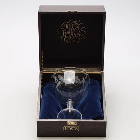 LISA BAUER. bowl on foot, Kosta, Limited Edition, 1979, signed. Glass ...