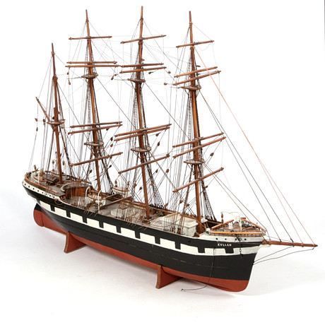 MODEL SHIP, 4-masted bark ship "Kullen", wood, 1900s. Collectables ...