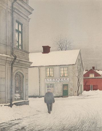 REINHOLD LJUNGGREN. Motif from Trosa, color lithograph, signed. Art ...