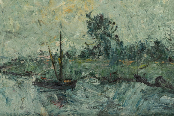 THEODOR HALLIER (1908-1982). River Weser. Art - Paintings - Auctionet