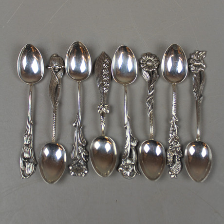 MOCCASKEDAR, 8 st, "Svenska Floran", silver, GEWE. Silver & Metall ...