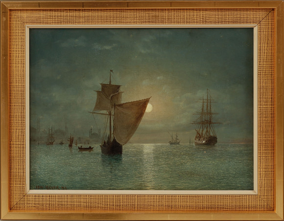 EDWARD HOYER. The Bosphorus in moonlight, oil on canvas, signed, latter ...
