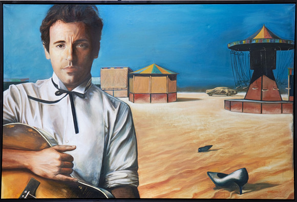 DAVID TEMPLETON. Bruce Springsteen, olja på duk, signerad samt daterad ...