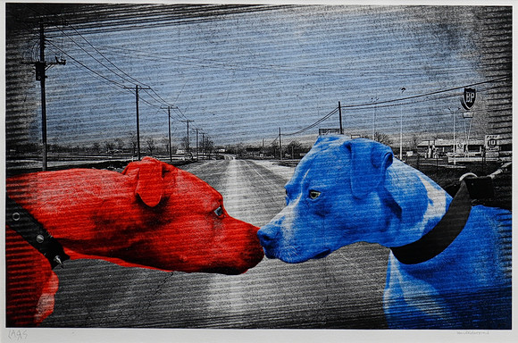 LARS TUNEBO. ”DOGS CHAT”, MIXED MEDIA. Konst - Grafik - Auctionet