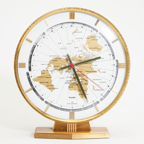 Kundo, world clock / table clock / mantel clock, brass, 1960s, St ...