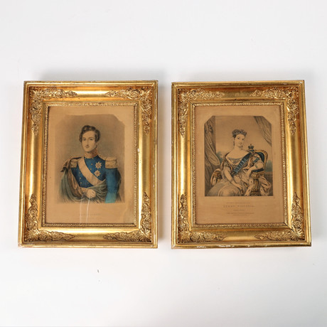 PORTRÄTT, 1 par, empire, Queen Victoria, Prince Albert, 1800-talets ...