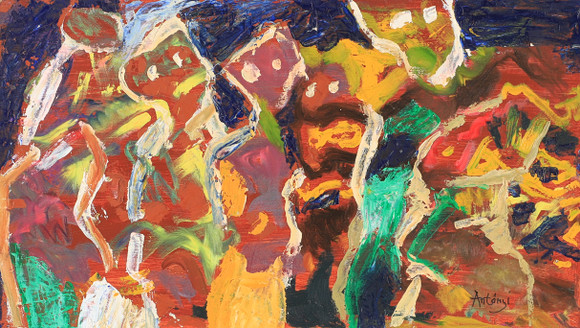 IMRE ANTONYI. Figurer, olja på pannå, signerad Antonyi. Konst - Måleri ...