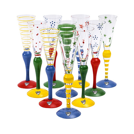 ANNE NILSSON, "Clown", 10 st snapsglas, Orrefors, modellen formgiven ...