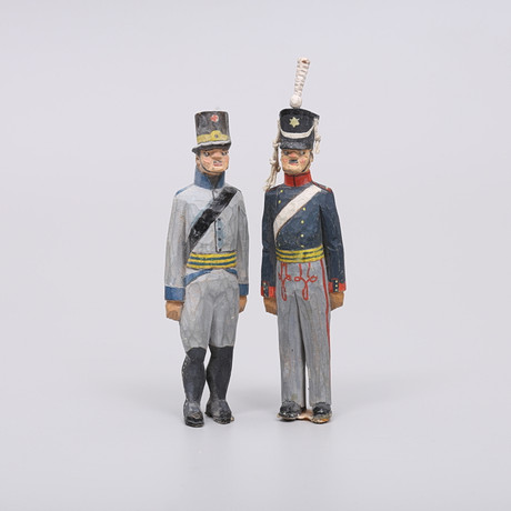AXEL ERICSON. Wooden men, 2 pcs, Military uniforms, Kalmar regiment ...
