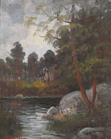 OLOF DUNÉT. Oil on Board, Landscape by water. Art - Paintings - Auctionet