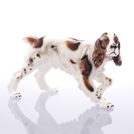 FIGURIN, spaniel, porslin, Royal Belvedere, Österrike. Keramik ...