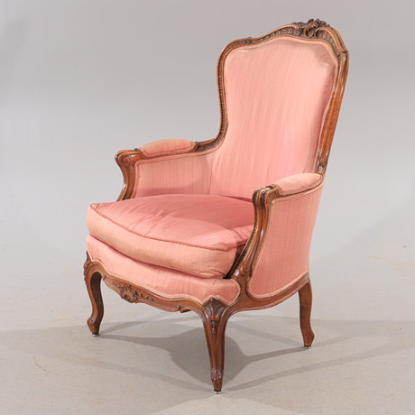 SILLÓN, nogal tapizado rosa, estilo rococó. Muebles - Sillas y sillones ...