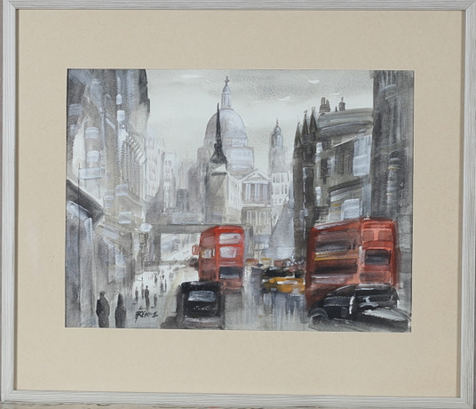 GEORGE RENNIE (1874 - 1953). Motiivit Englannista, 2 kpl, guassi ...