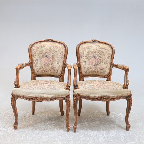 SILLAS DE BRAZO, 2 piezas, estilo rococó, década de 1900. Muebles ...