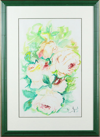 PIERRE STRUYS (1914 - 2001). Akvarell, rosor och bladverk, signerad 1990. Konst - Måleri - Auctionet
