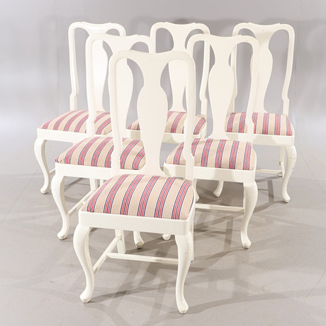 SILLAS DE COMEDOR, 6 piezas, madera lacada en blanco, estilo Rococó ...