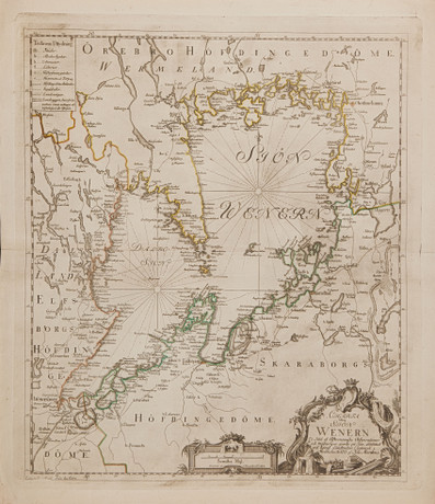 Kartor över Vänern och av Marelius, ca 1770, 2 st. Böcker, Kartor ...