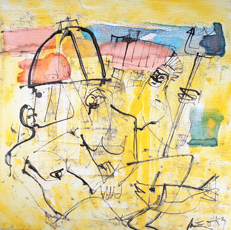 MAX MÜLLER (BK). His studio. 'Poseidon', acrylic on canvas, signed. Art ...