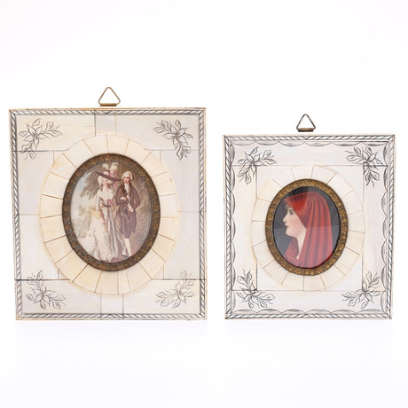 OIDENTIFIERAD KONSTNÄR. MINIATYRPORTRÄTT, 2 st. Konst - Övrigt - Auctionet