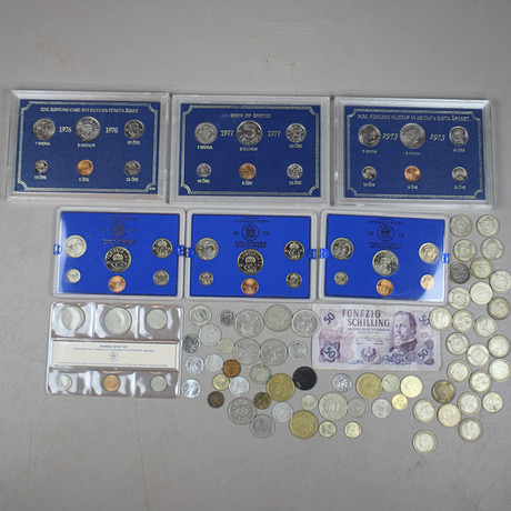 COIN SET, tourist currency, Swedish silver coins, etc. Coins, Medals ...