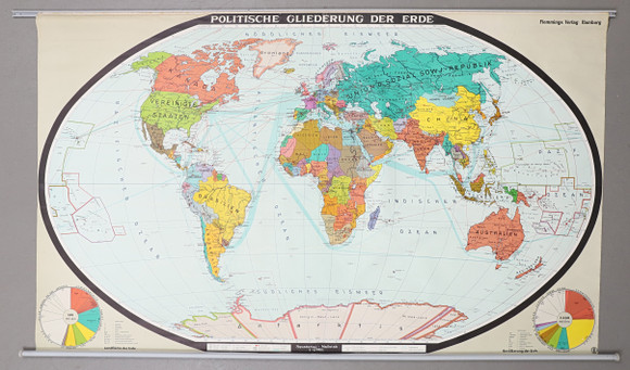 SCHOOL MAP, political world map, 1960s. Books, Maps & Manuscripts ...