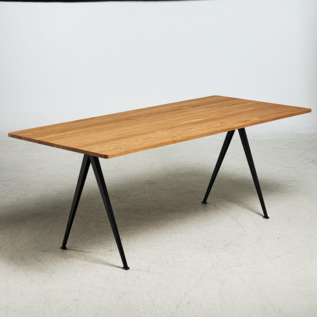 DINING TABLE, "Pyramid Table 02", HAY, Denmark, solid oak, steel legs ...