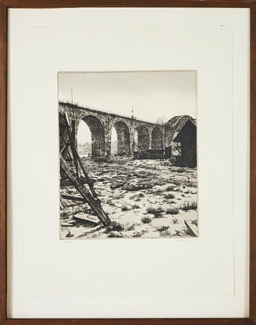 HASSE LINDROTH. "Årstabron", etsaus, signeerattu ja numeroitu 8/265 ...