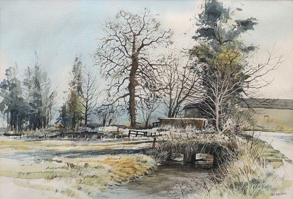 BILL TOOP (1945-). VINTER FLOD LANDSKAP, WILTSHIRE. Konst - Måleri ...