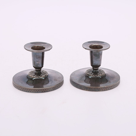CANDLE STICKS, a pair, silver, total weight 295 grams, 1960s. Silver ...