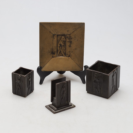 RÖKSET, 4 delar, art deco, brons, GAB, 1930-/40 tal. Silver & Metall ...