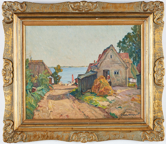 PAUL WALLAT (1879-1966). House by the coast, signed, ola on canvas. Art ...