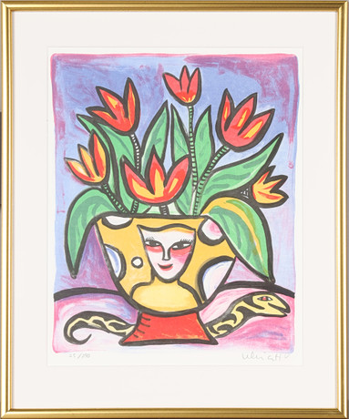 ULRICA HYDMAN-VALLIEN. Still life, color lithograph, signed. Art ...