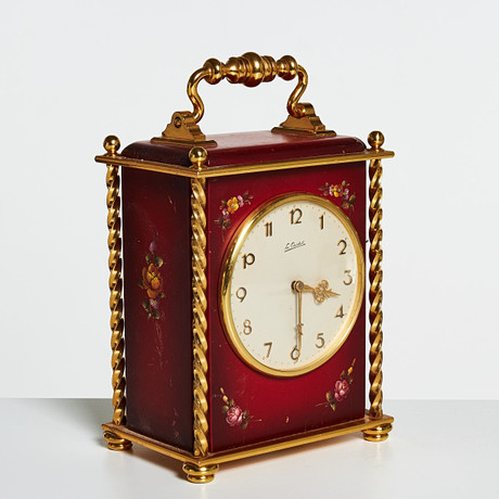 LE CASTEL. Desk clock official, decoration in polished brass, made in ...