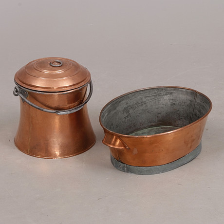 BALJA, HINK, 2 delar, koppar, 1800/1900-tal. Silver & Metall - Tenn ...