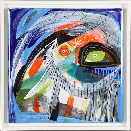 LIS ZWICK. "Ur Gycklarnas afton", emaljmålning. Konst - Måleri - Auctionet