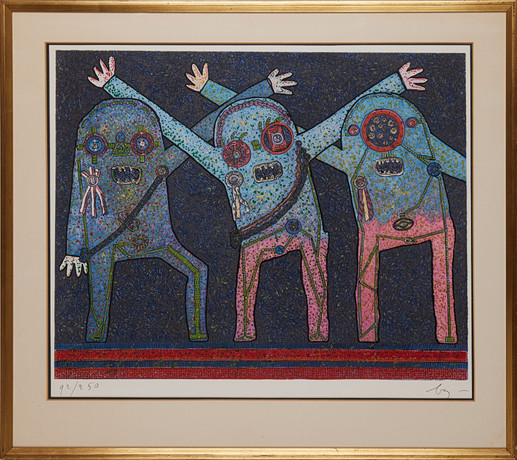 ENRICO BAJ. "Parade", color lithograph, from Baj chez Baj, color ...