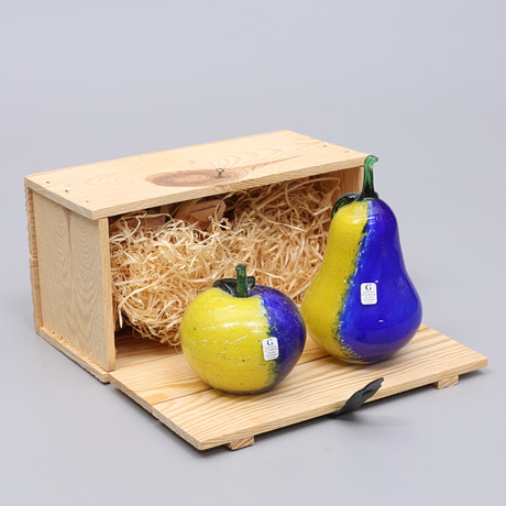 SCULPTURES, glass, 2 pcs., Germano Padoan, Gränna Glasbruk, 2000s ...